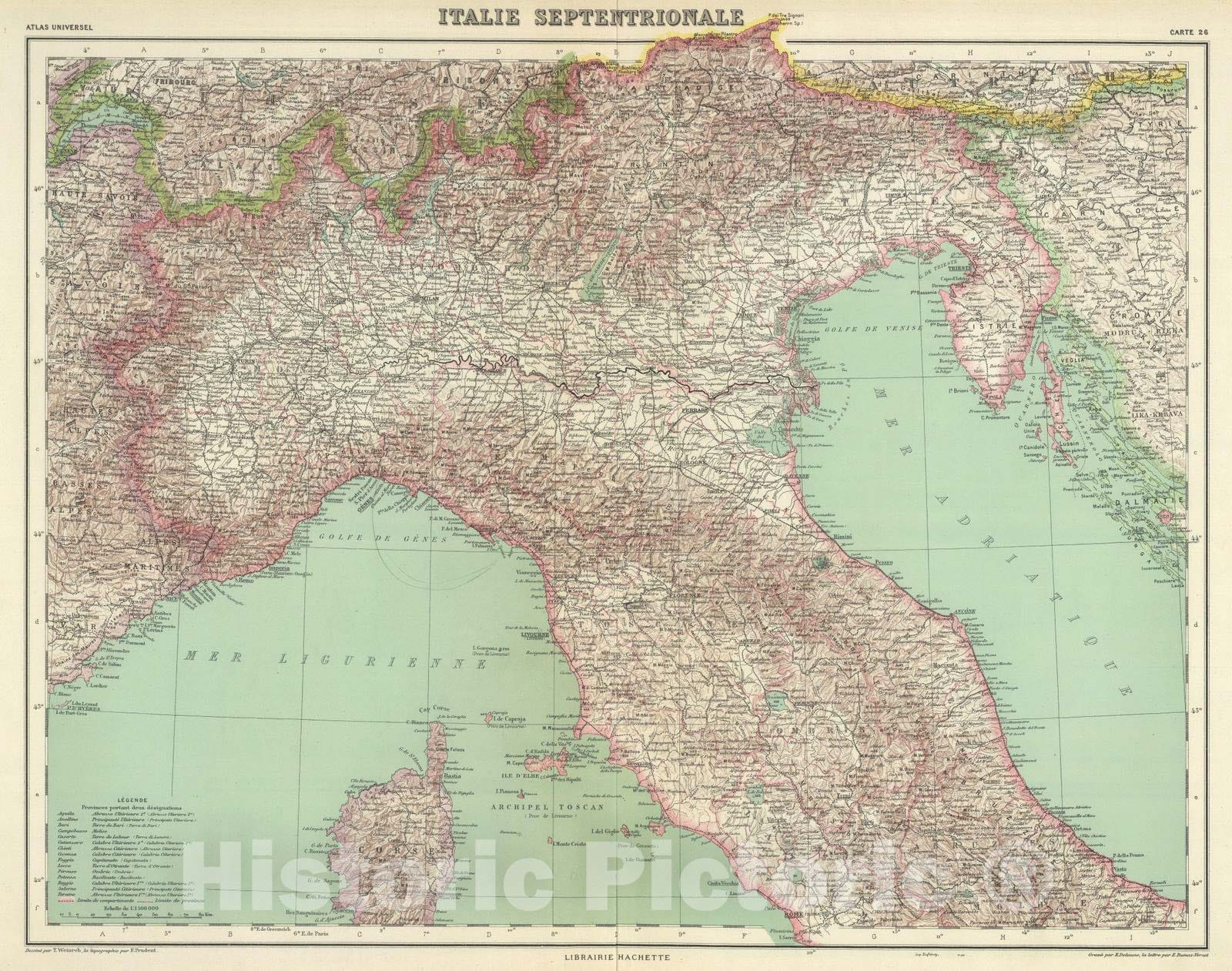 Historic Map : Italy, 1930 Italie Septentrionale. , Vintage Wall Art ...