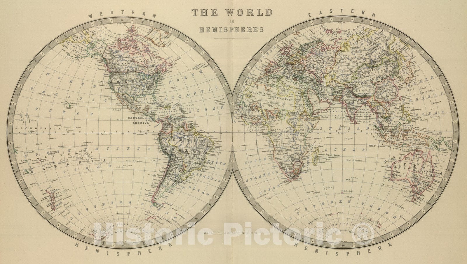 Historic Map : 1879 World in Hemispheres. - Vintage Wall Art – Historic ...