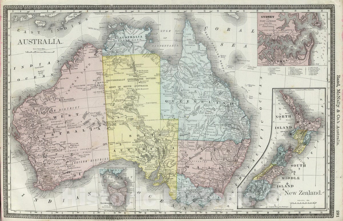 Historic Map : National Atlas - 1889 Australia. - Vintage Wall Art ...