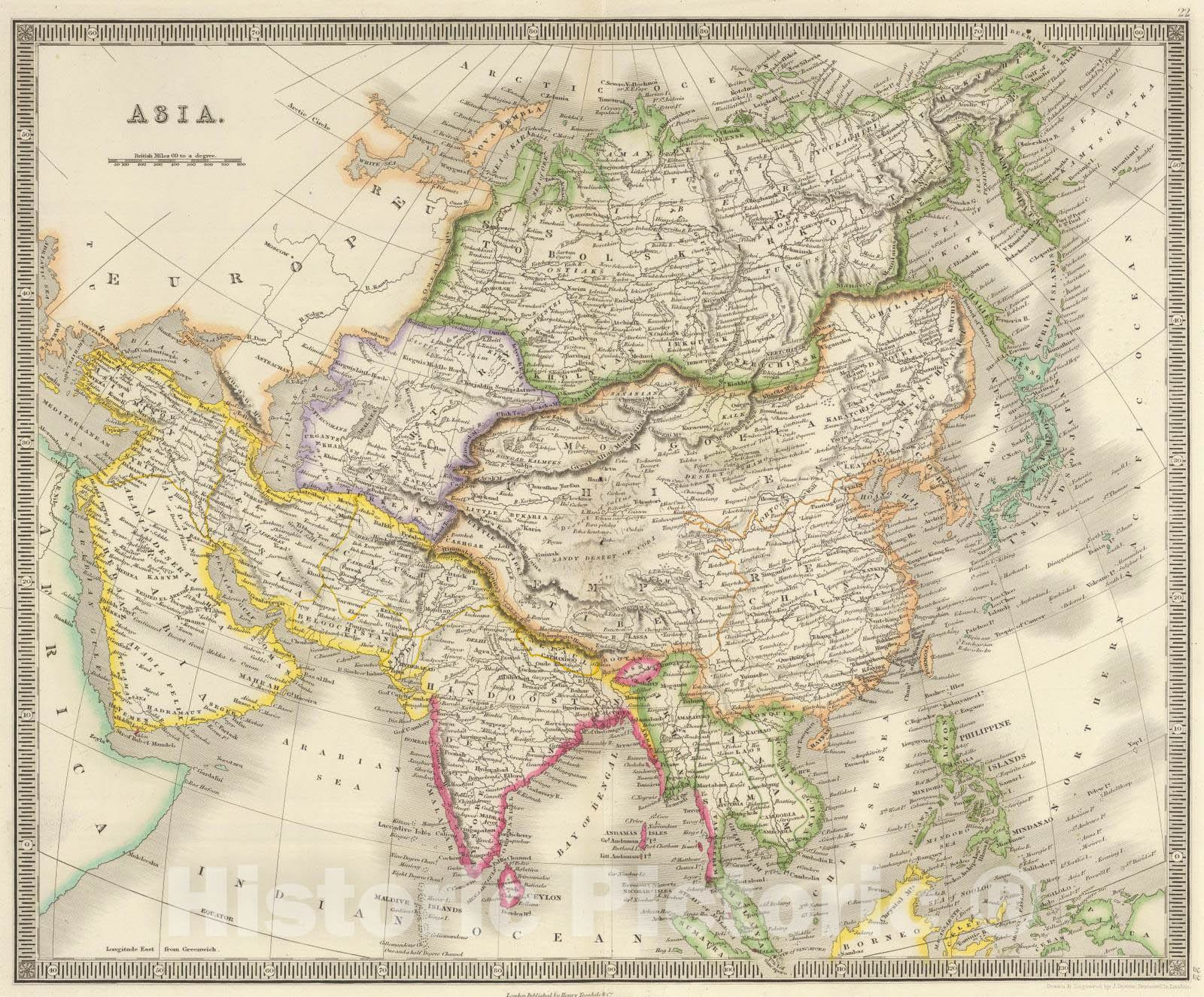 Historic Map : 1844 Asia. - Vintage Wall Art – Historic Pictoric