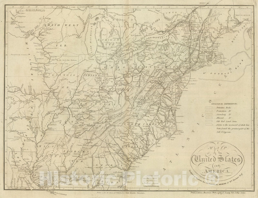Historic Map : 1824 Map of the United States of America. - Vintage Wal ...