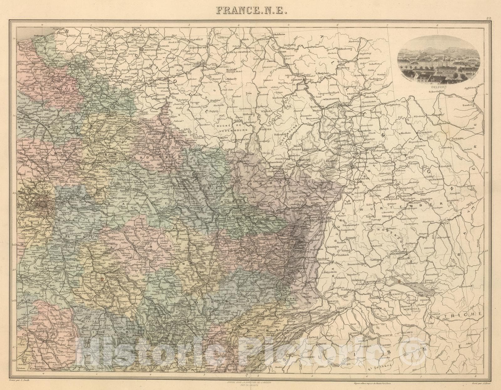 Historic Map : France, 1892 France N.E. , Vintage Wall Art – Historic ...