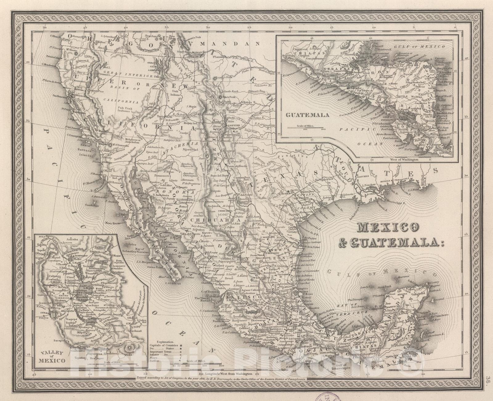 Historic Map : 1848 Mexico and Guatemala. v2 - Vintage Wall Art ...