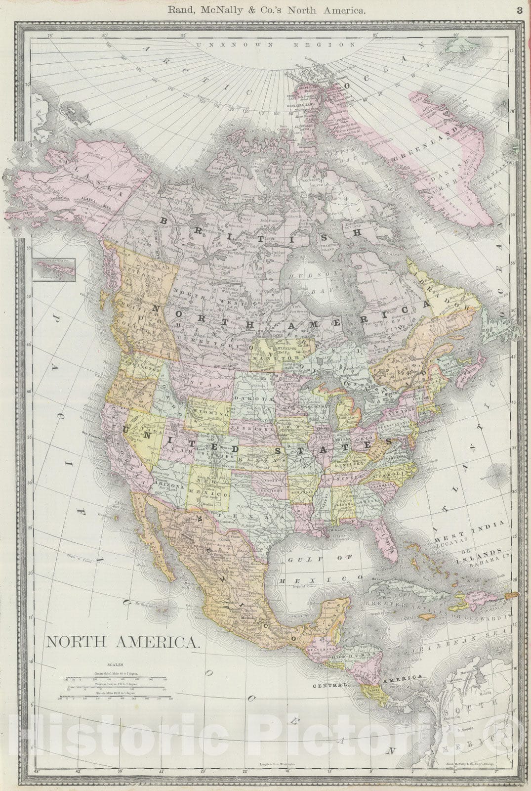 Historic Map : National Atlas - 1889 North America. - Vintage Wall Art ...