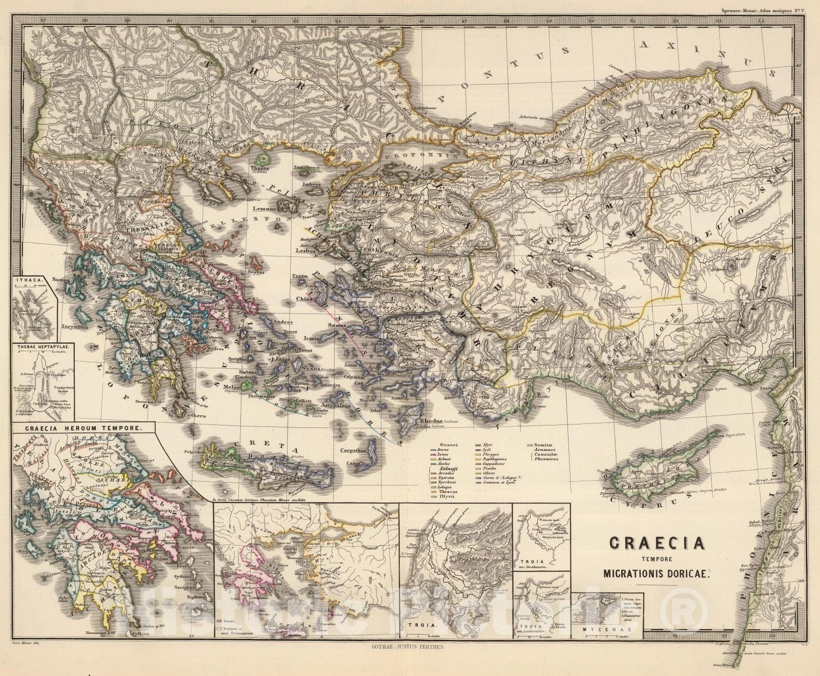 Historic Map : Greece; Turkey, Middle East 1865 Graecia tempore migrat ...