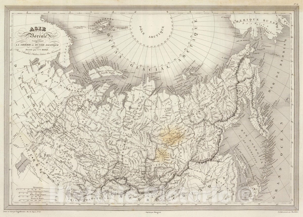 Historic Map : Russia, North Asia 1837 Asie Boreale. , Vintage Wall Ar ...