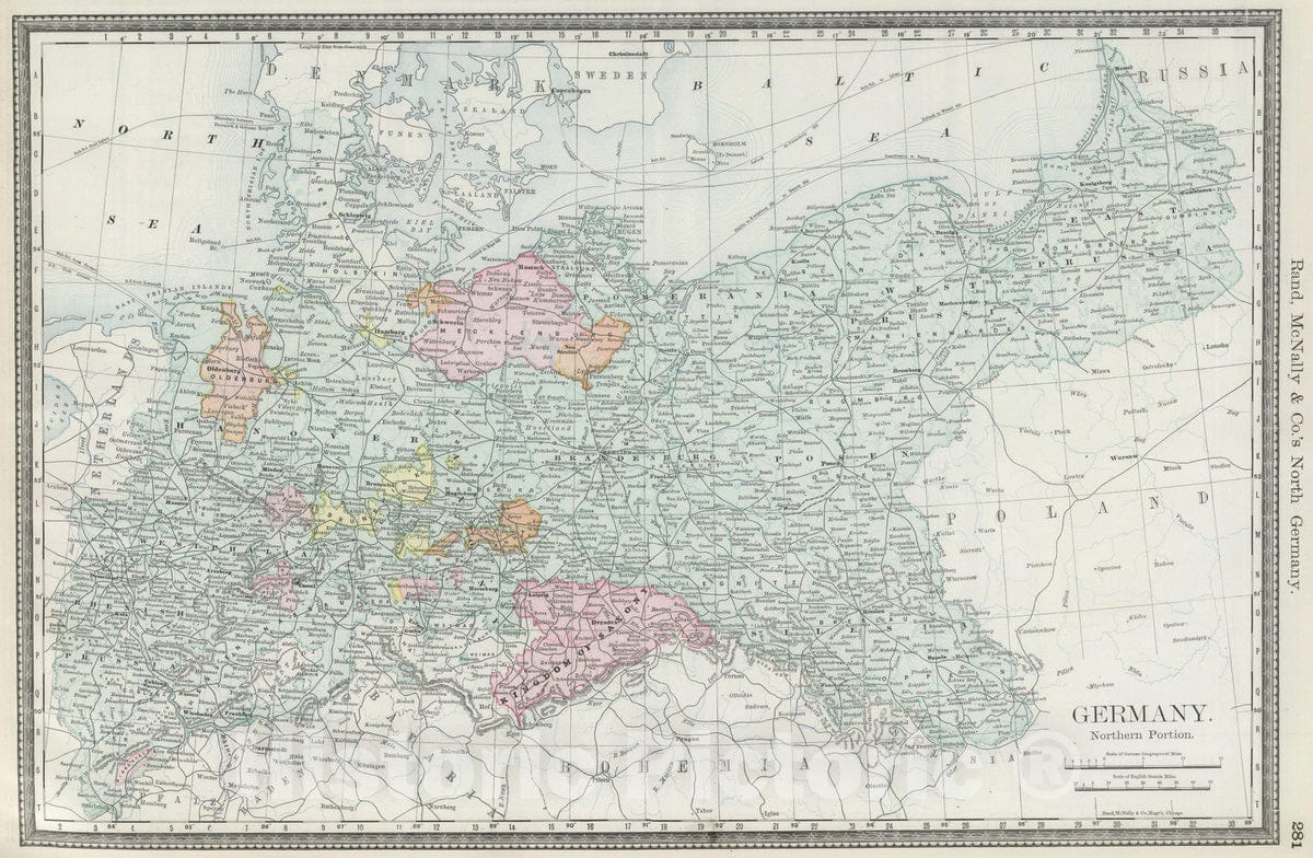 Historic Map : National Atlas - 1889 Germany Northern Portion. - Vinta ...
