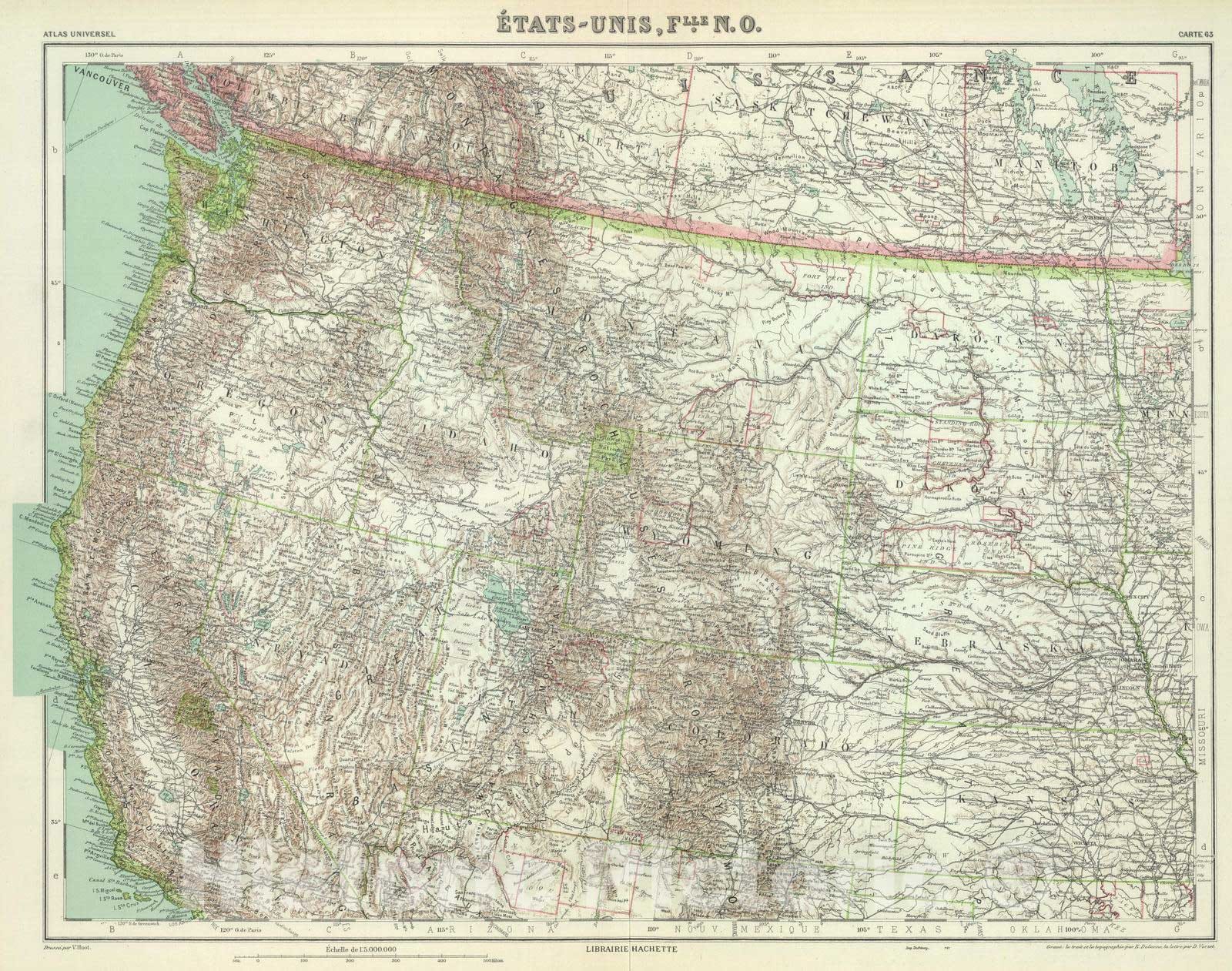 Historic Map : United States, 1931 Etats Unis. Flle. N.O. , Vintage Wa ...
