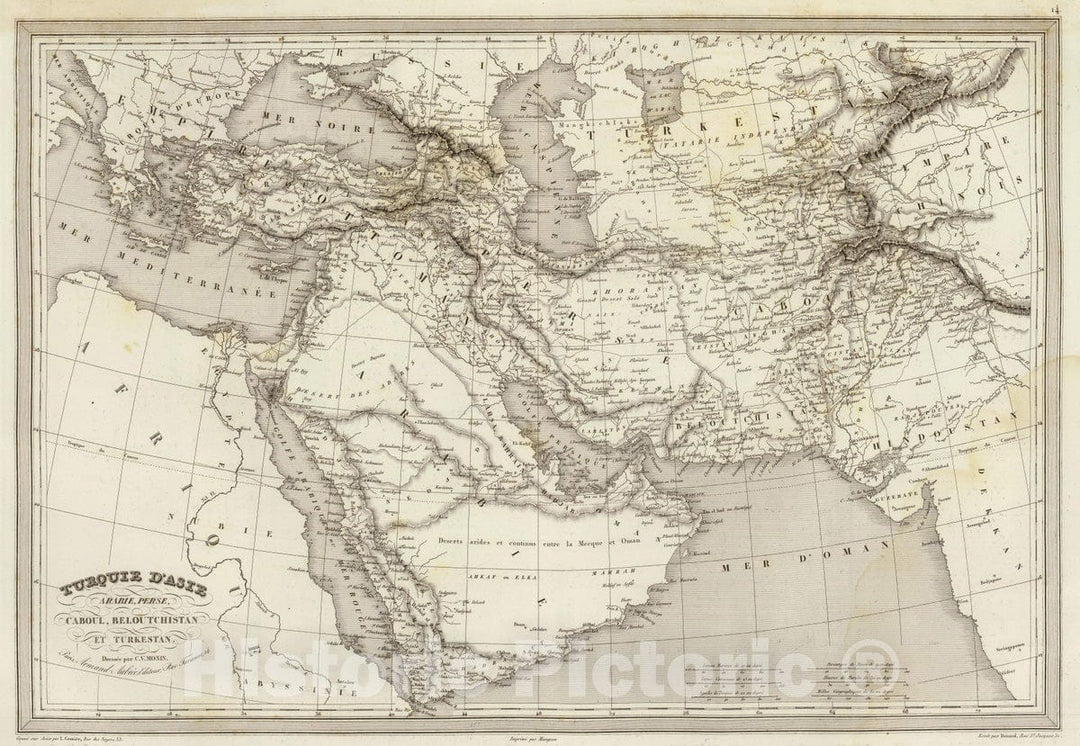 Historic Map : Saudi Arabia; Turkey, Middle East 1837 Turquie D'Asie ...