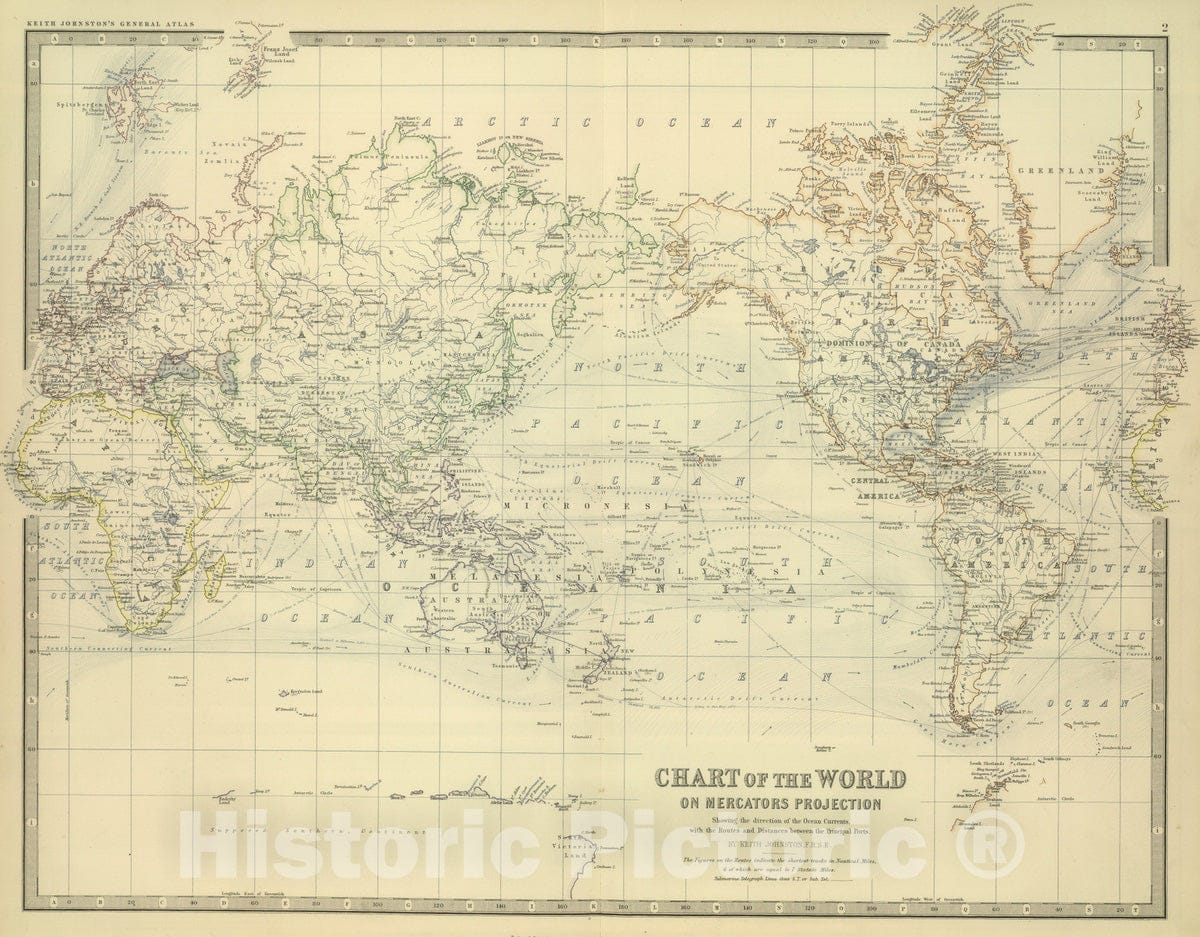 Historic Map : 1879 World on Mercators Projection. - Vintage Wall Art ...