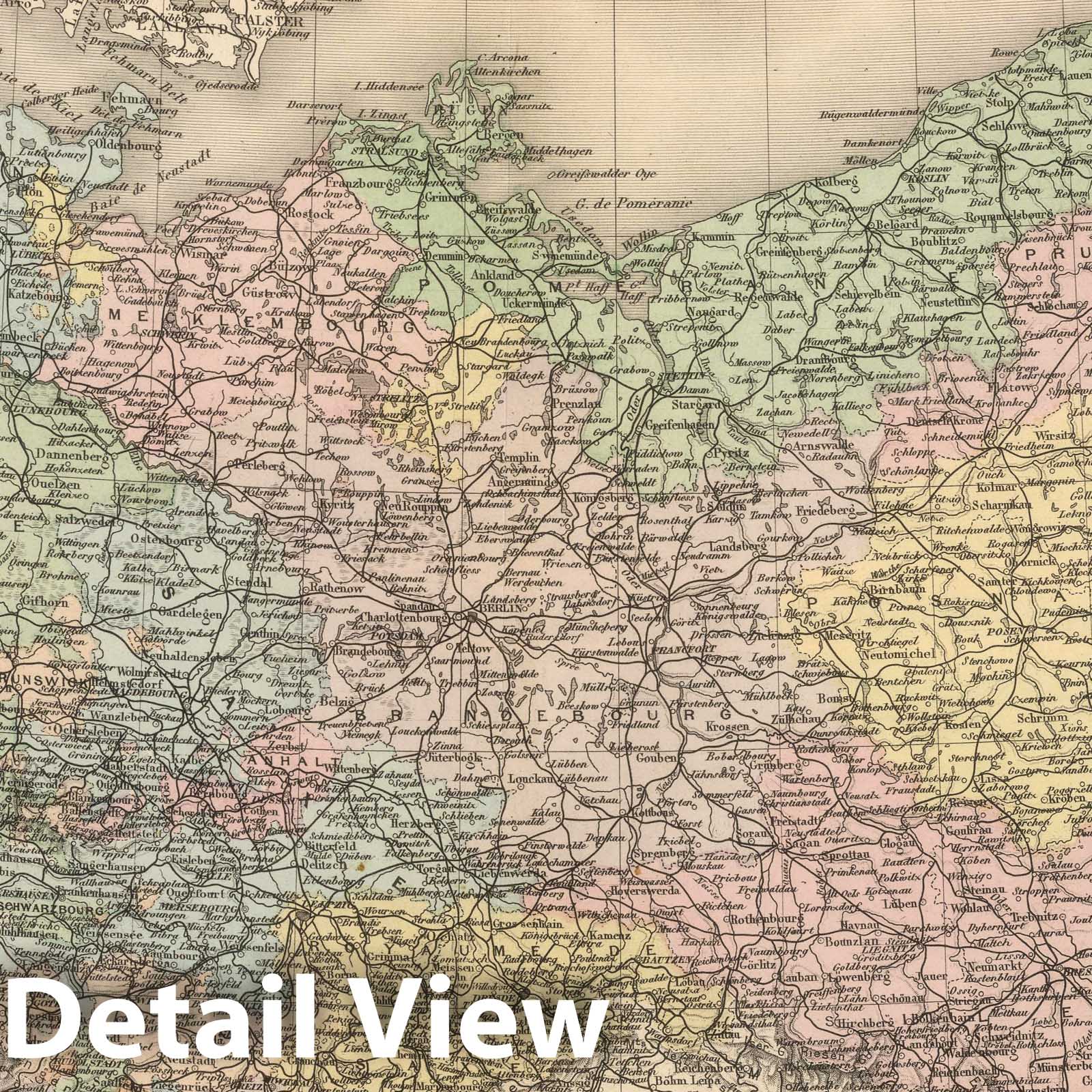 Historic Map : Germany; Poland, 1892 Allemagne du Nord. , Vintage Wall ...