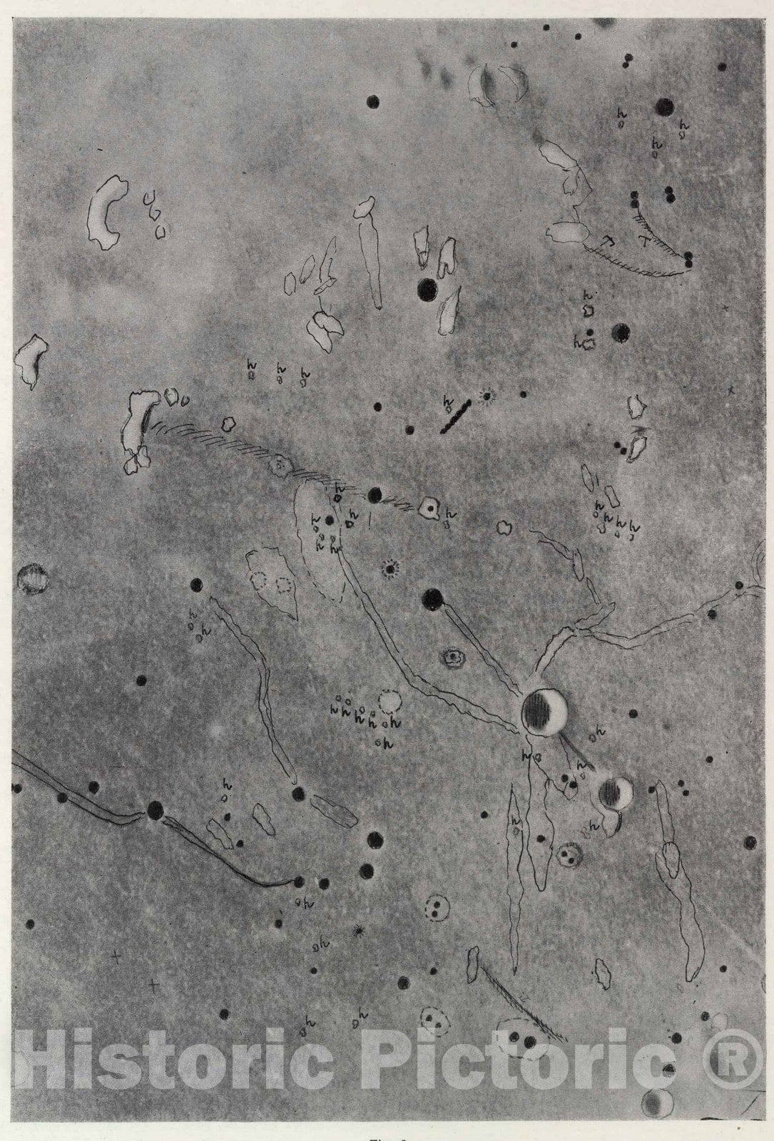 Historic Map : Moon 1912 Fig. 6. Das Mare Tranquillitatis bei Sina ...