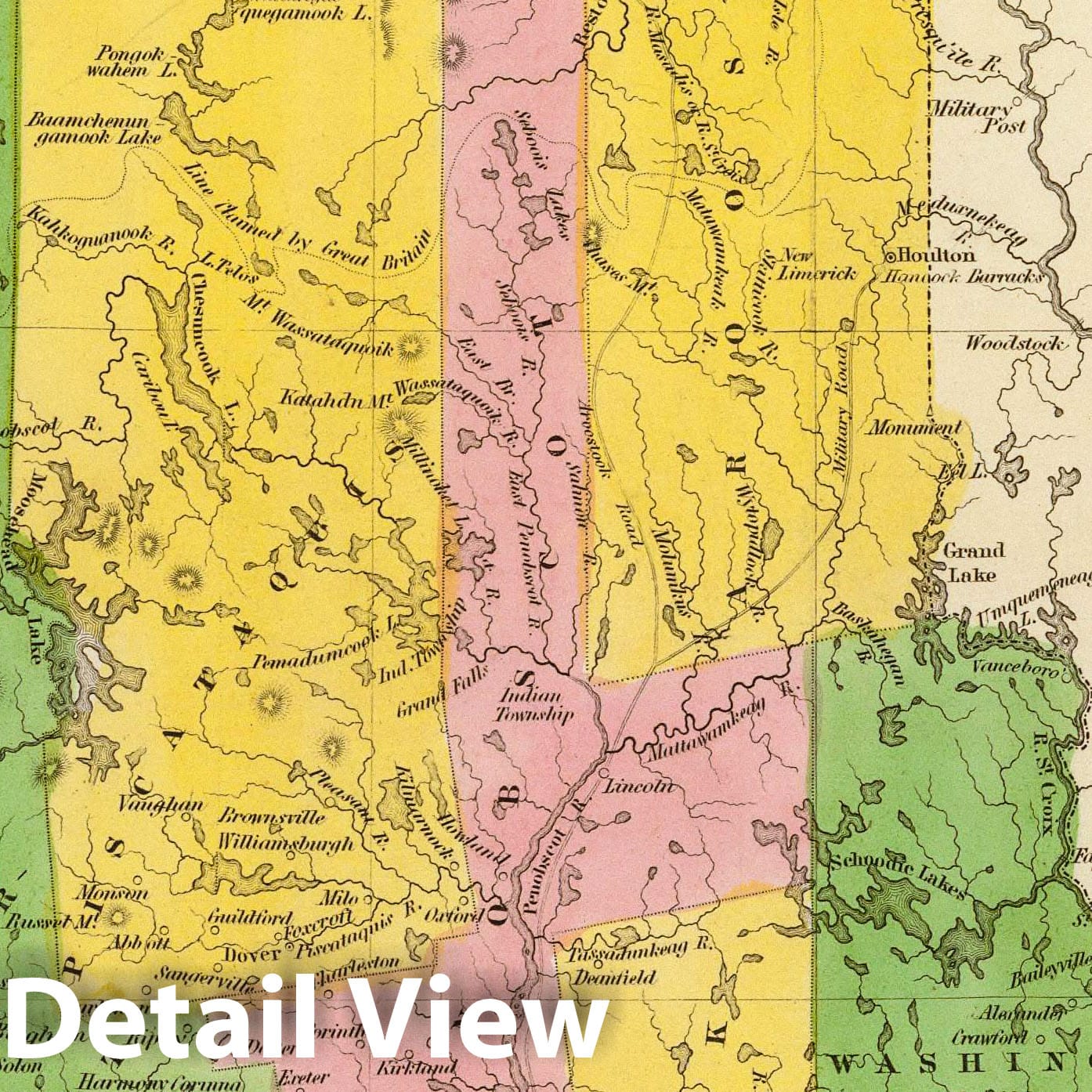 Historic Map : 1841 Maine. - Vintage Wall Art - Historic Pictoric