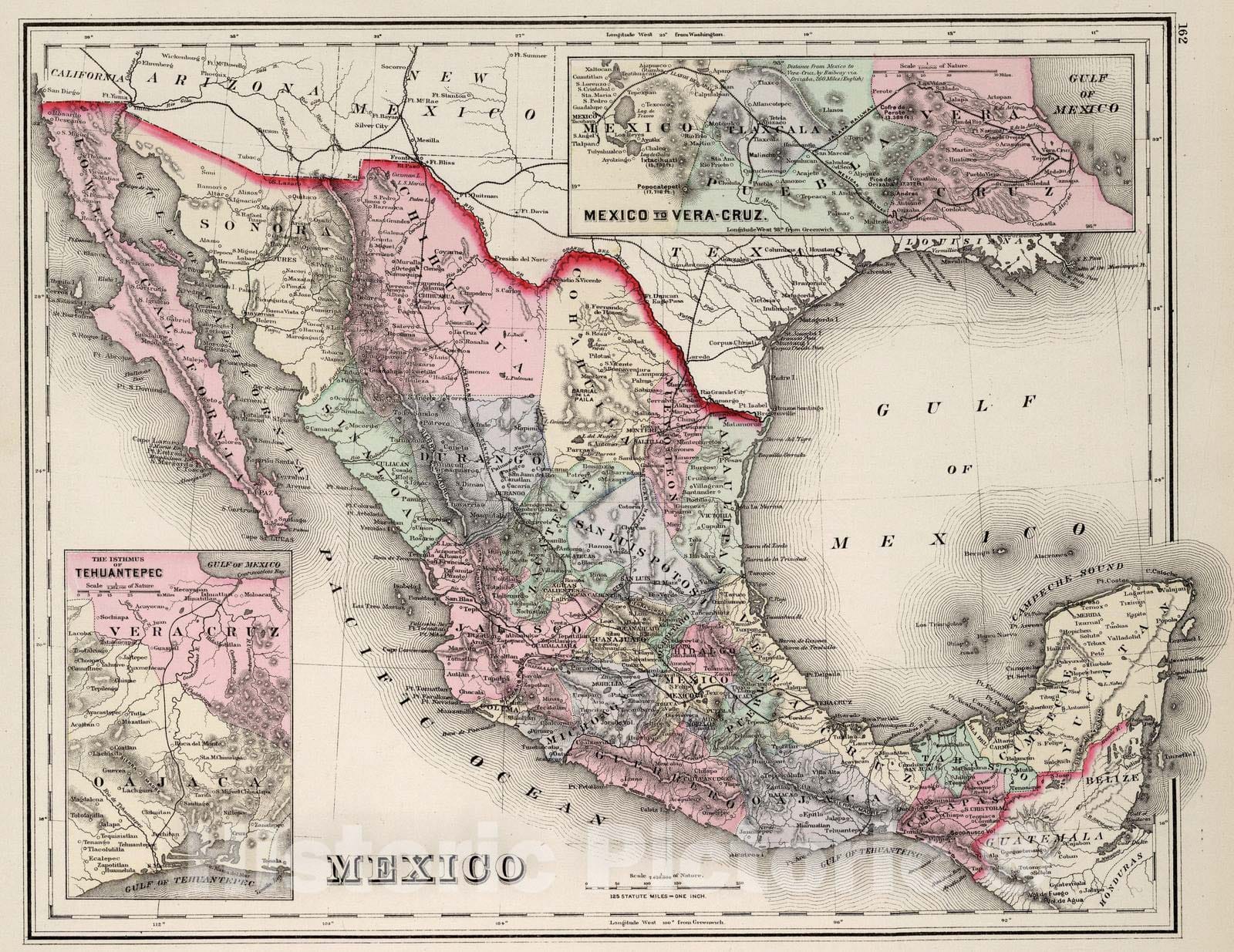 Historic Map : National Atlas - 1884 Mexico. - Vintage Wall Art ...