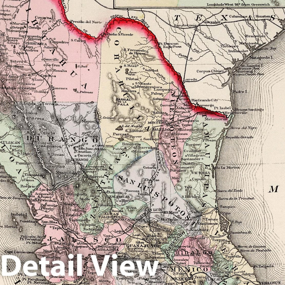 Historic Map : National Atlas - 1884 Mexico. - Vintage Wall Art ...