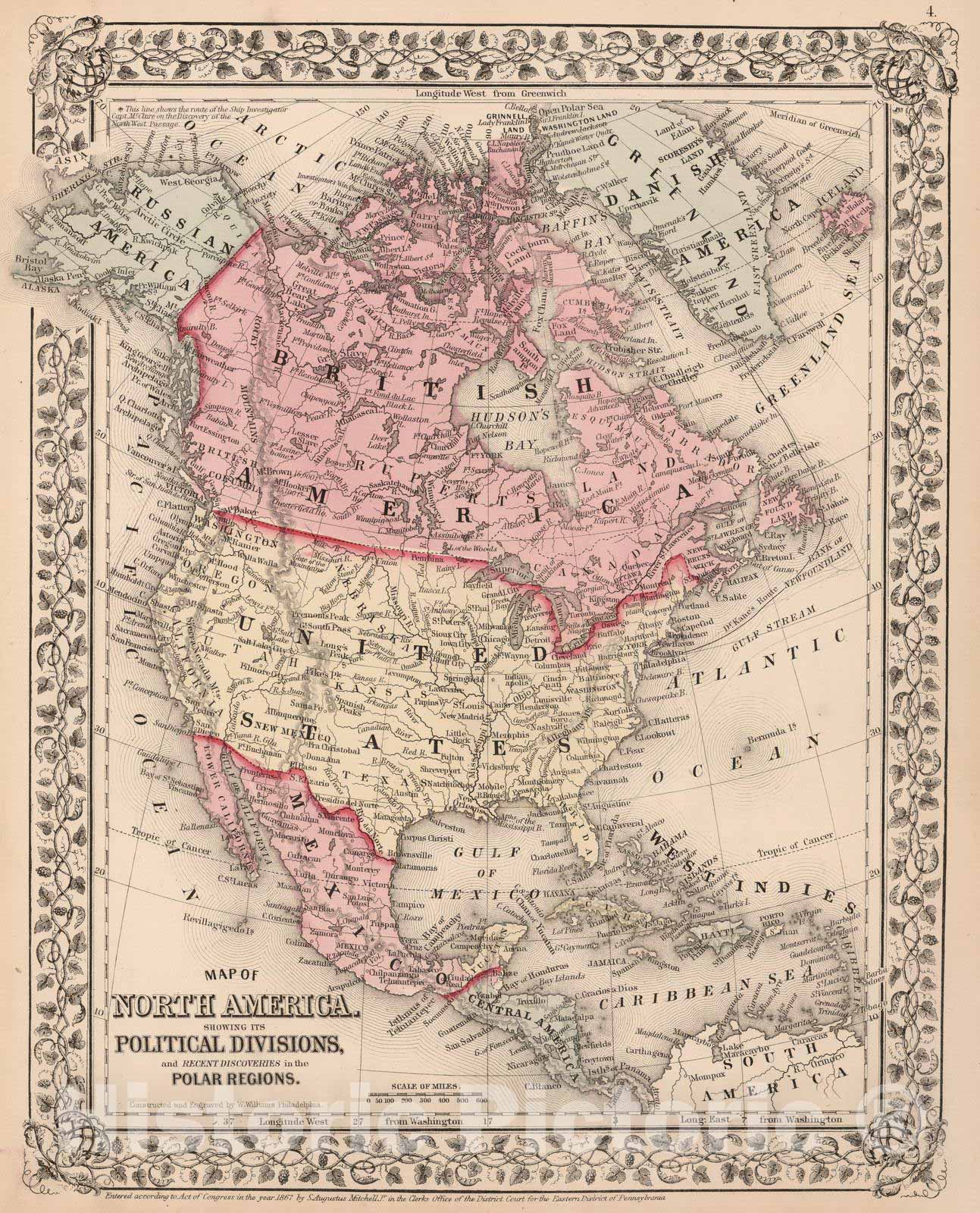 Historic Map : 1868 Map of North America - Vintage Wall Art – Historic ...
