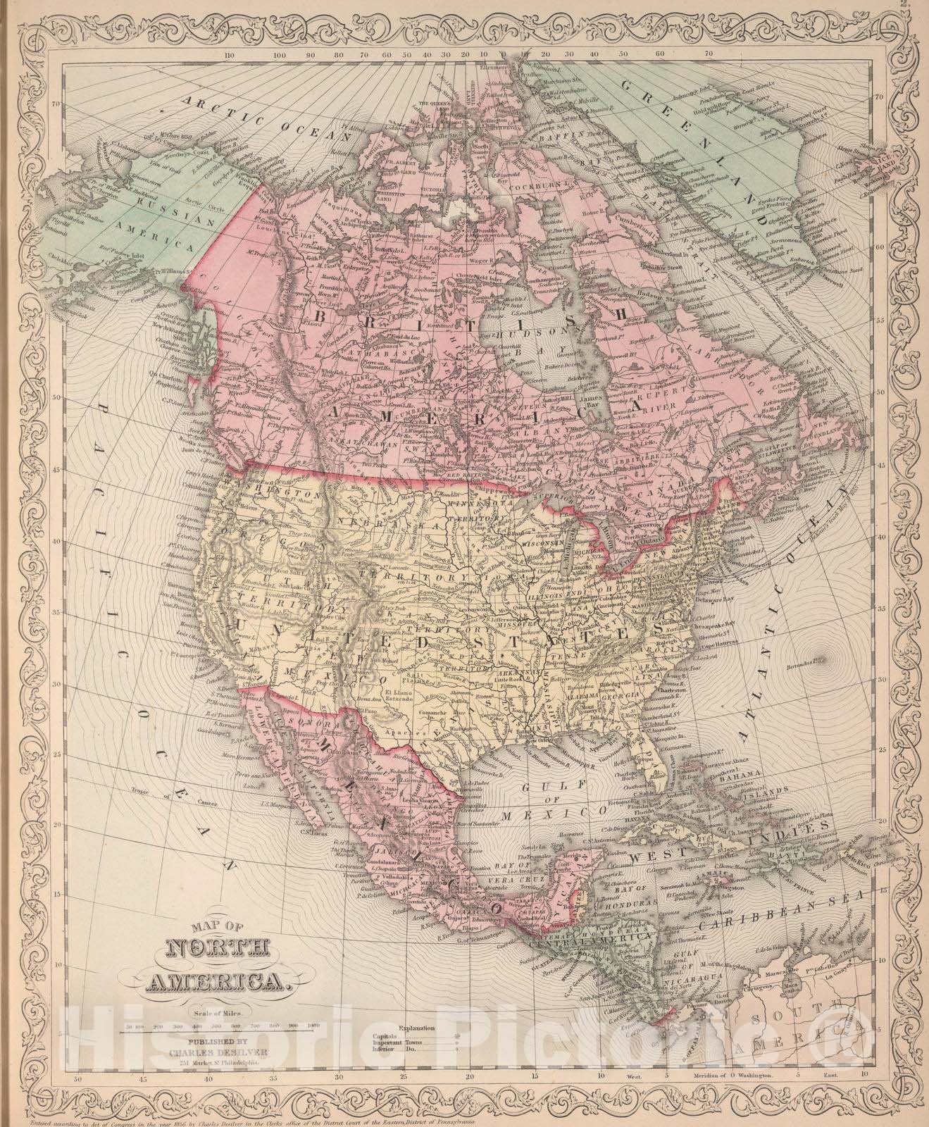 Historic Map : 1857 North America : Vintage Wall Art – Historic Pictoric