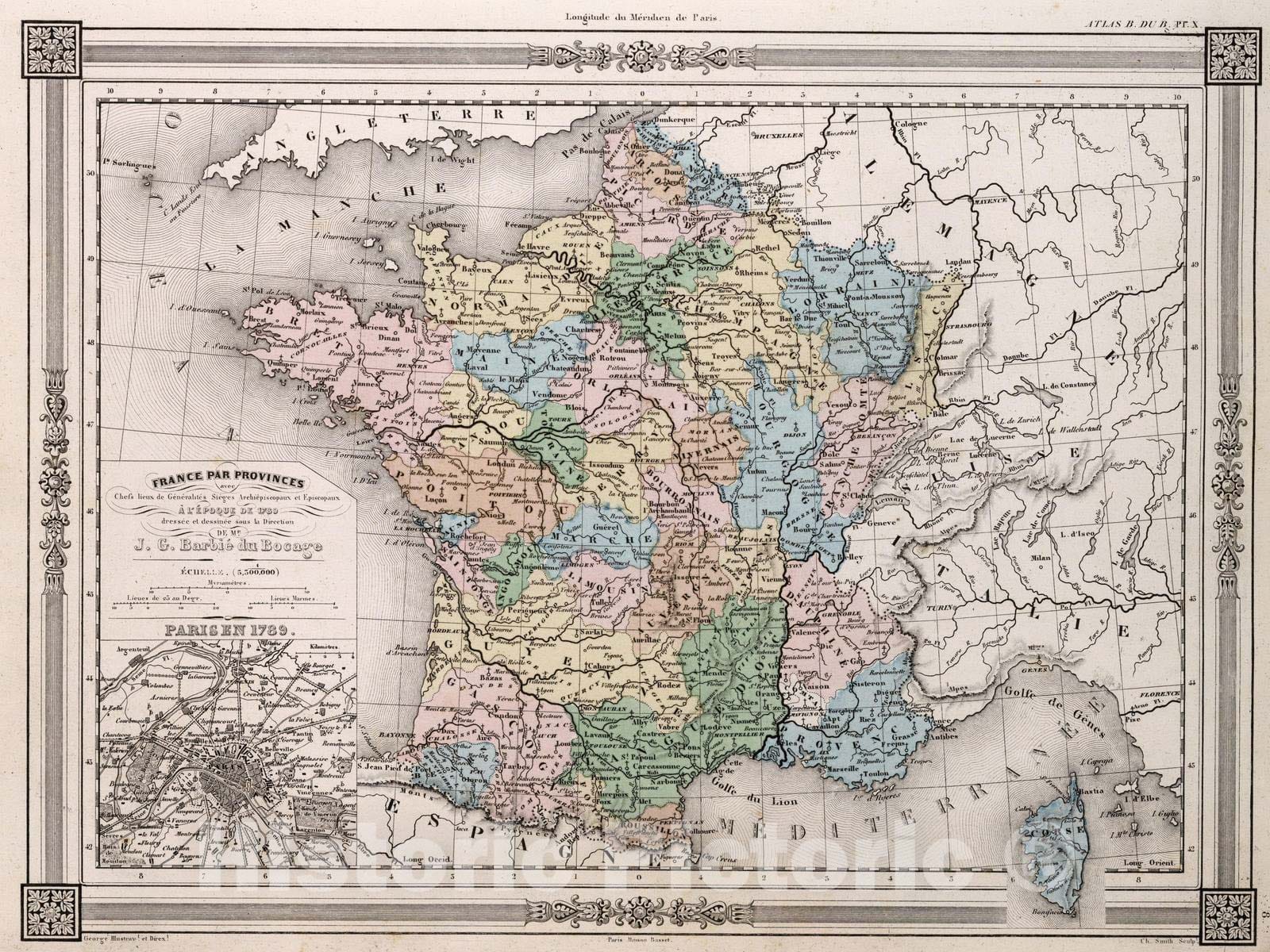 Historic Map : France, 1852 France par Provinces. , Vintage Wall Art ...