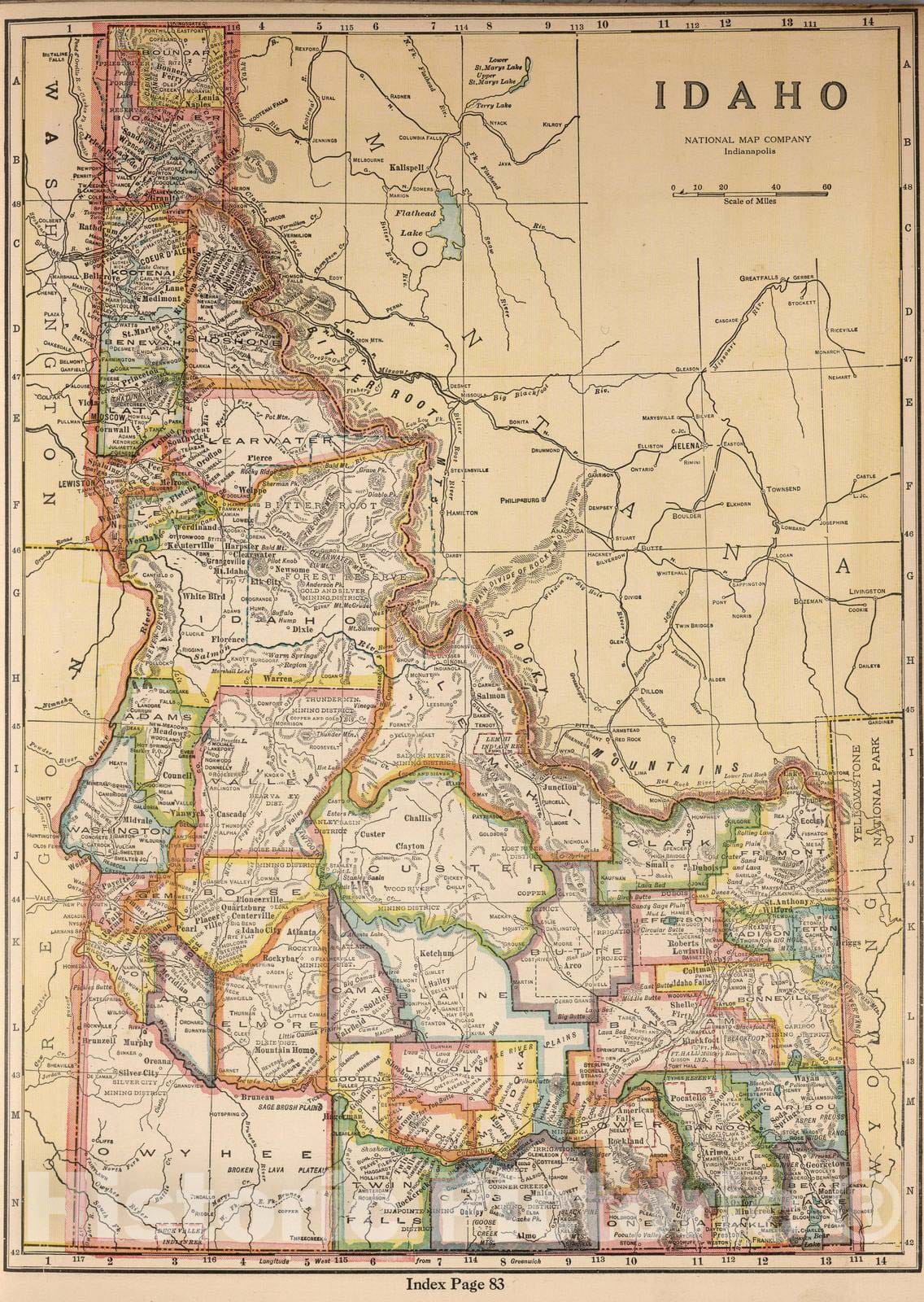 Historic Map : National Atlas - 1927 Idaho - Vintage Wall Art ...