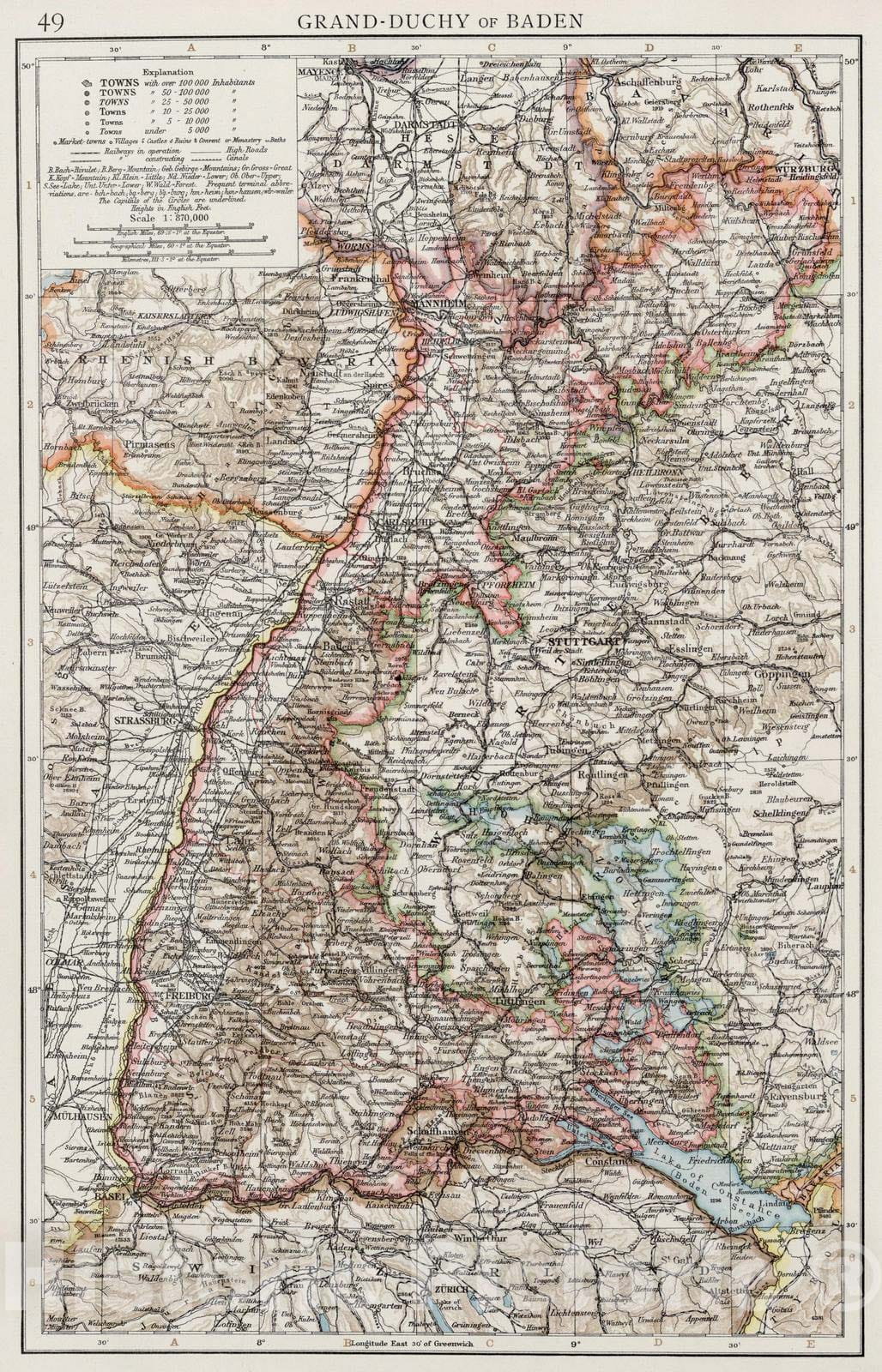 Historic Map : 1900 Grand-Duchy of Baden - Vintage Wall Art – Historic ...