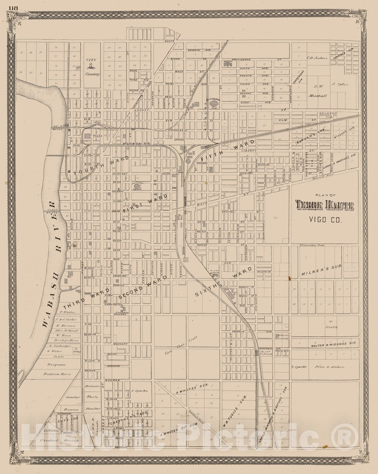 Historic Map : Terre Haute (Ind.), Indiana, 1876 Plan of Terre Haute ...