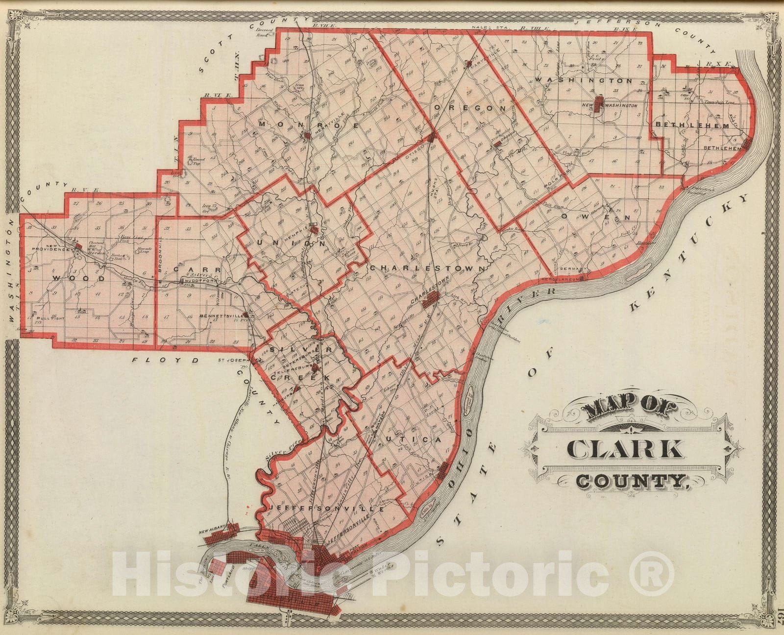 Historic Map : 1876 Map of Clark County. v1 - Vintage Wall Art ...