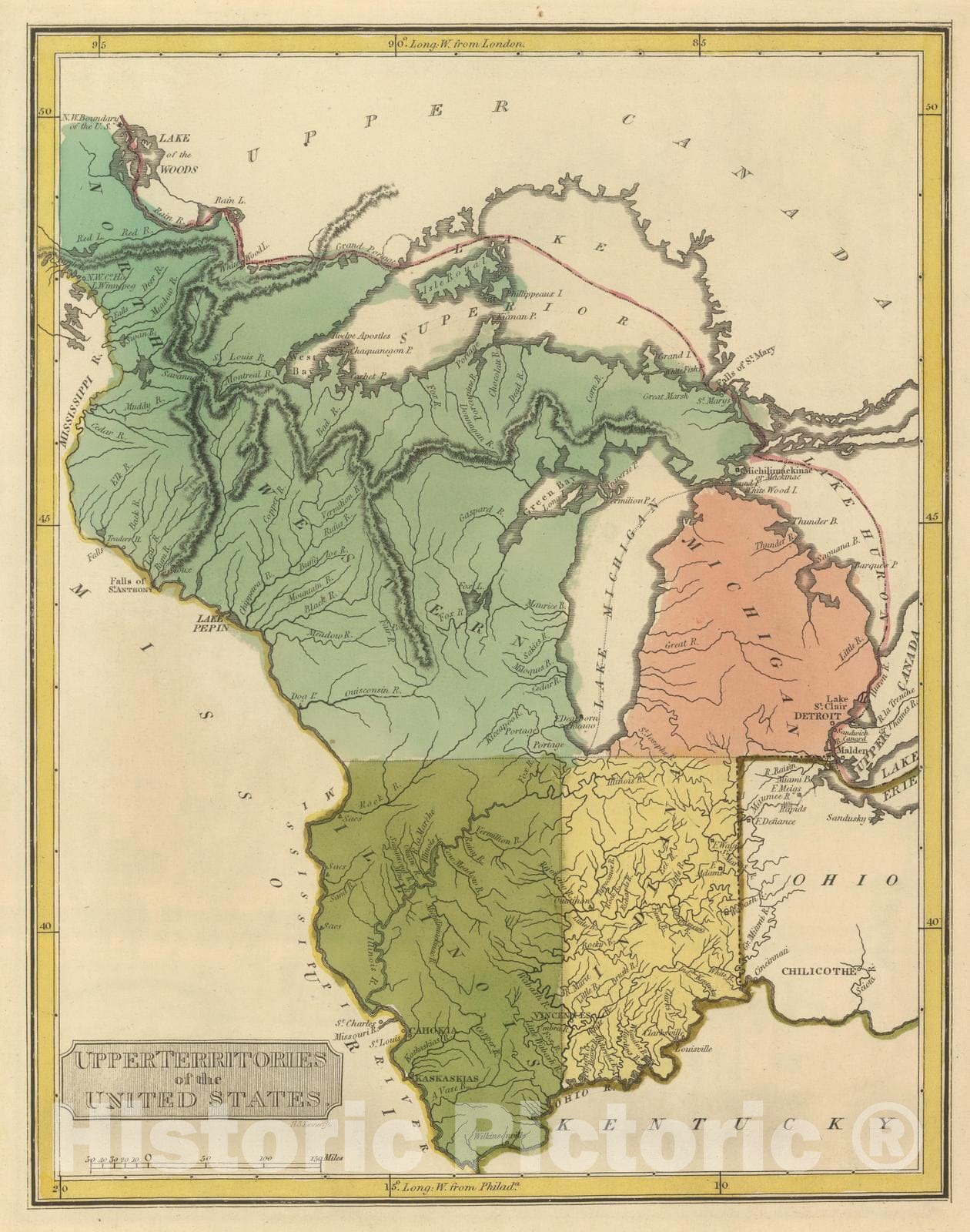 Historic Wall Map : 1816 Upper Territories of the the United States ...