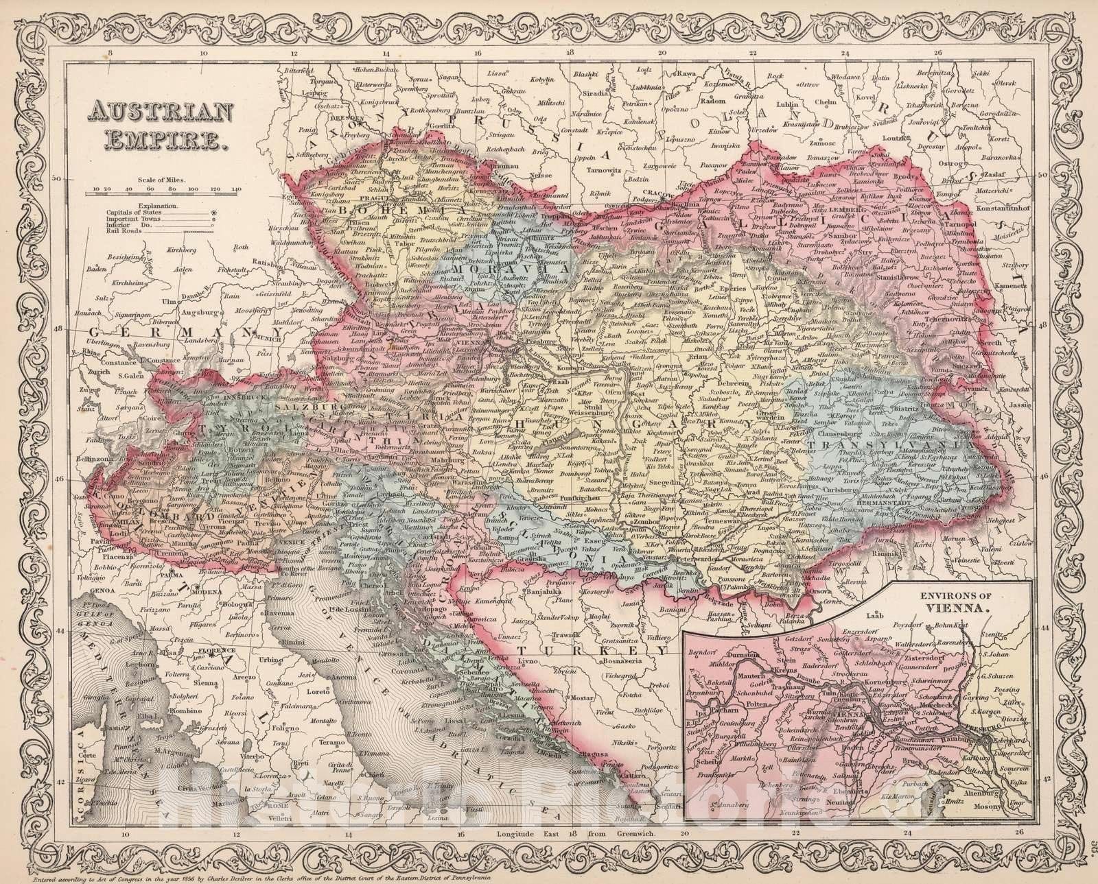 Historic Wall Map : 1857 Austrian empire - Vintage Wall Art – Historic ...