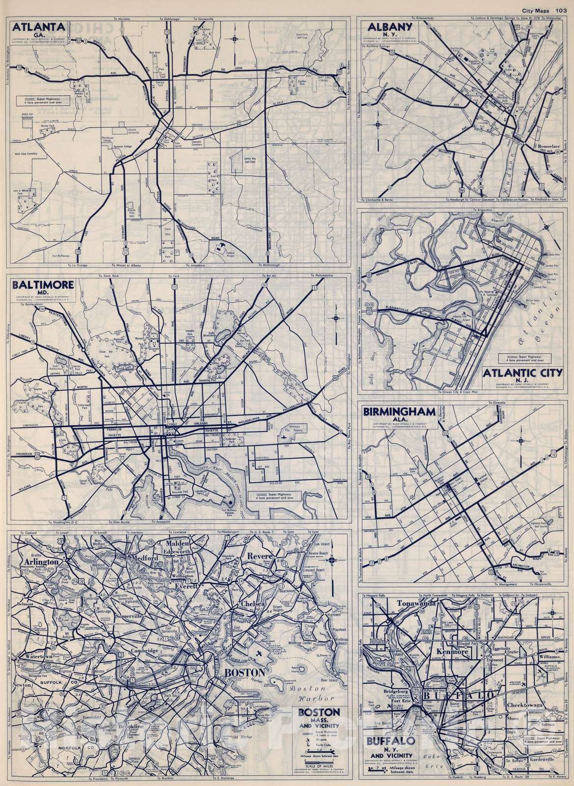 Historic Map : National Atlas - 1940 City Maps, - Vintage Wall Art ...