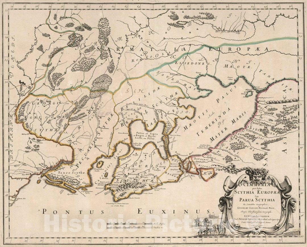 Historic Map : 1665 Cimmeria, Crimea, Ukraine and Russia. - Vintage Wa ...