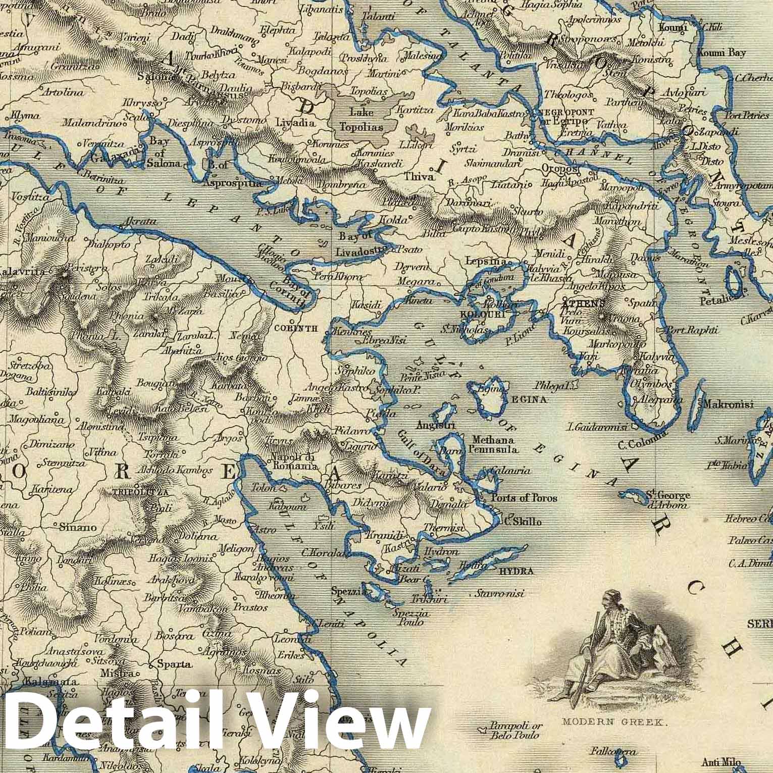 Historic Map : 1851 Greece. (with) inset maps of Corfu and Stampalia ...