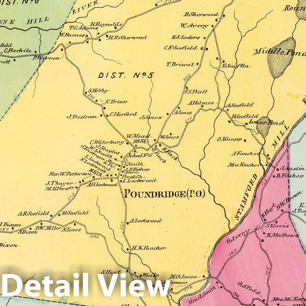 Historic Wall Map : 1868 Poundridge, Town. - Vintage Wall Art ...