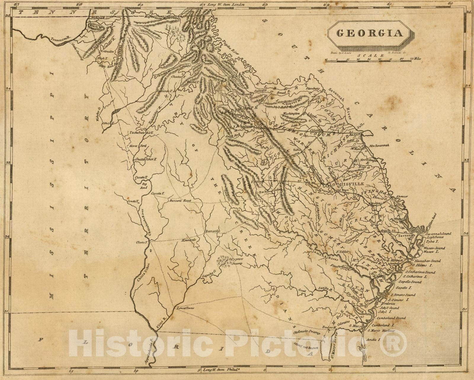 Historic Map : 1812 Georgia. - Vintage Wall Art – Historic Pictoric