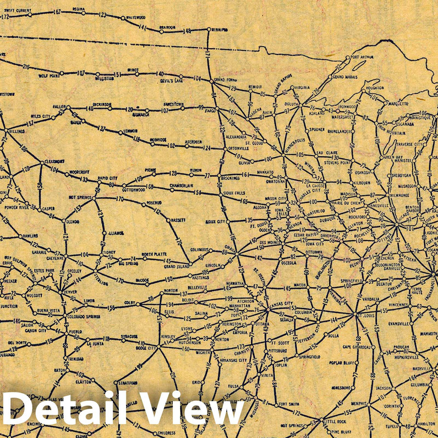 Historic Map : National Atlas - 1927 Mileage chart U.S. - Vintage Wall ...