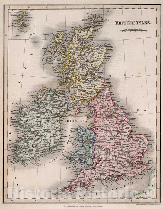 Historic Wall Map : 1832 British Isles. - Vintage Wall Art – Historic ...