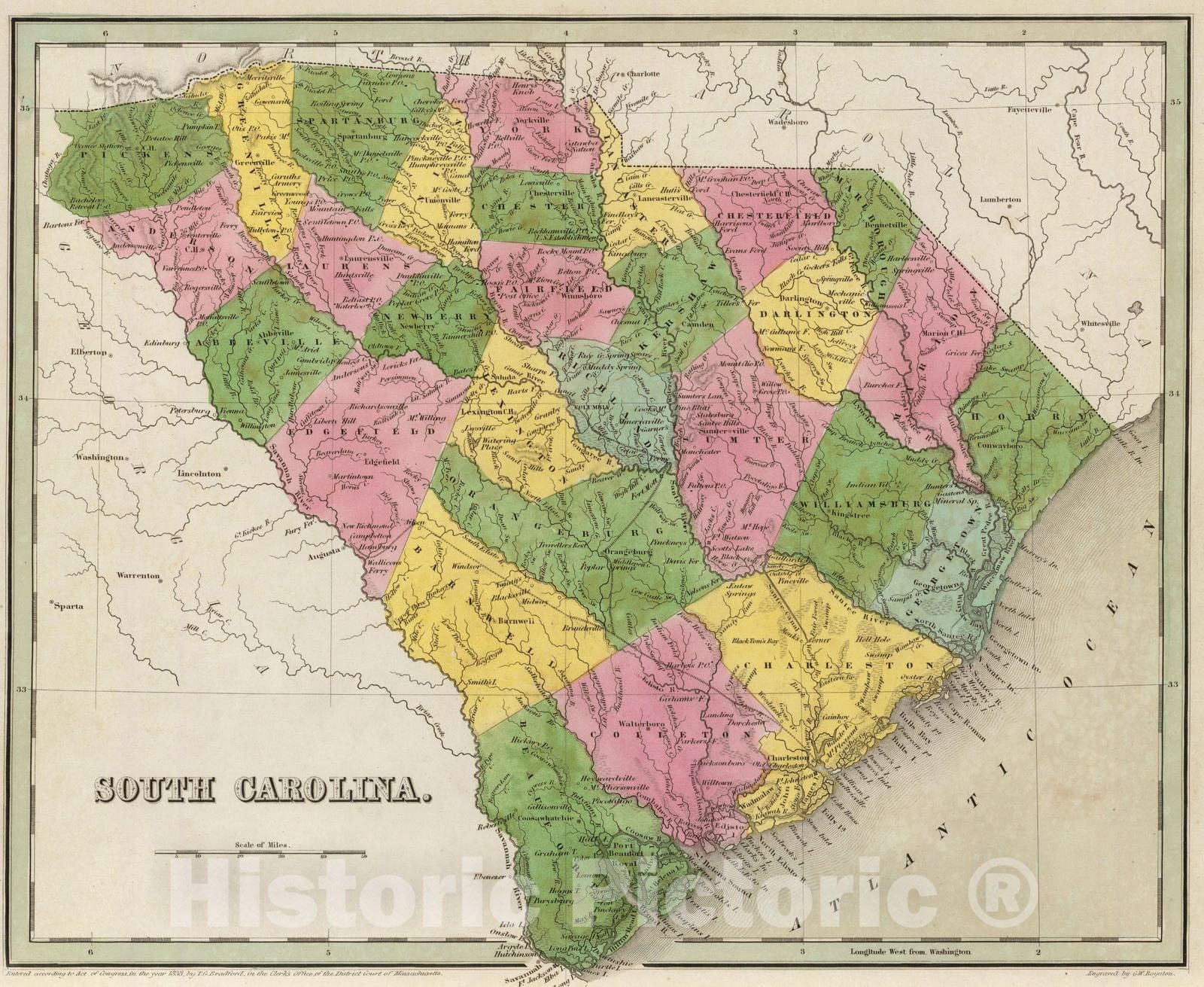 Historic Map : 1841 South Carolina. - Vintage Wall Art – Historic Pictoric