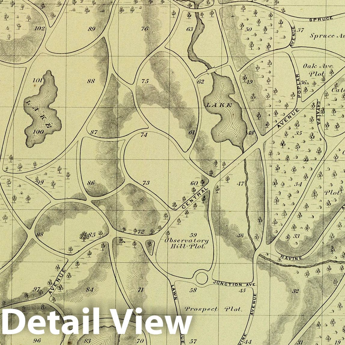 Historic Wall Map : 1868 Woodlawn Cemetery. - Vintage Wall Art ...