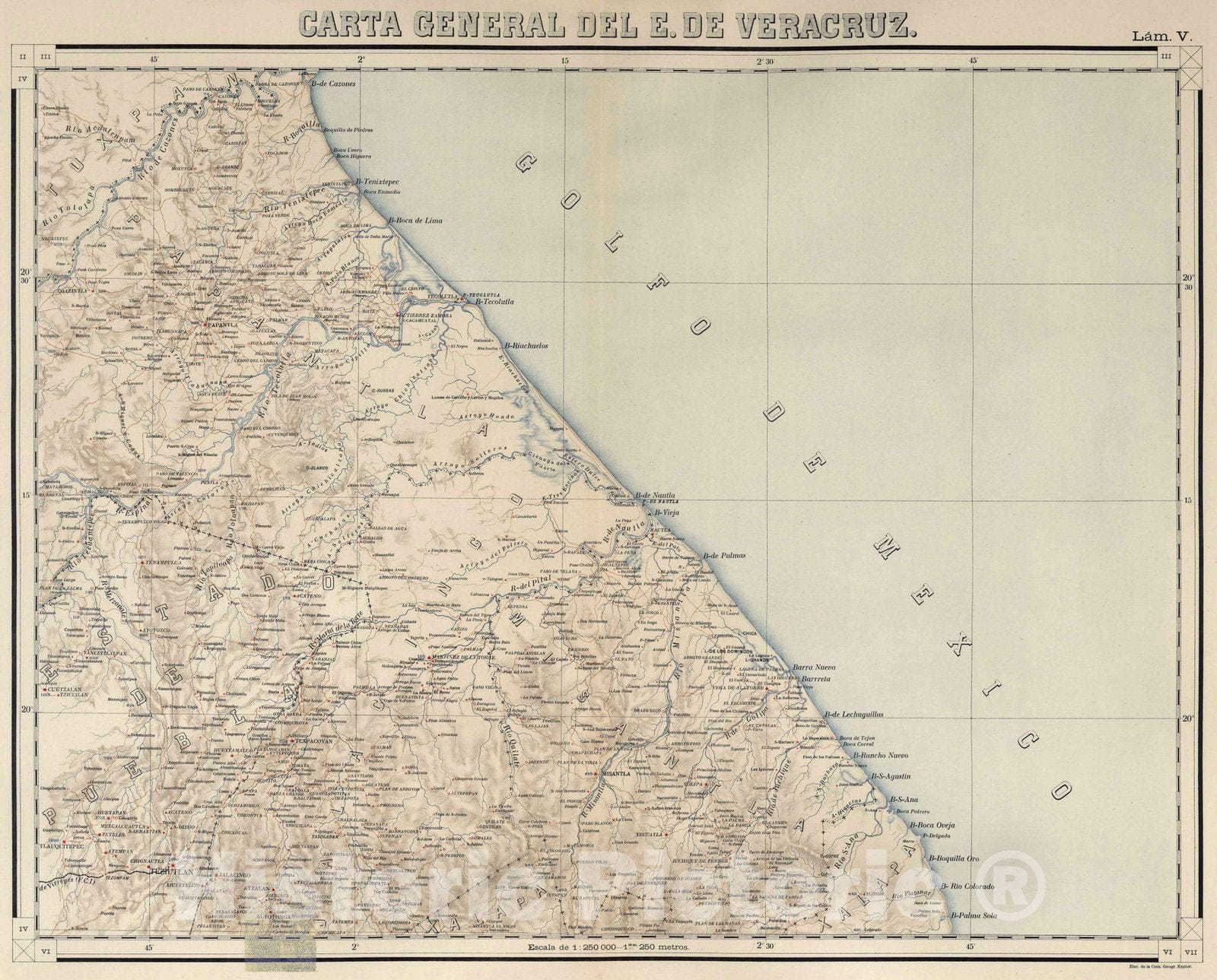 Historic Map : Veracruz (Mexico), 1905 Lam. V. Carte General de E. de ...