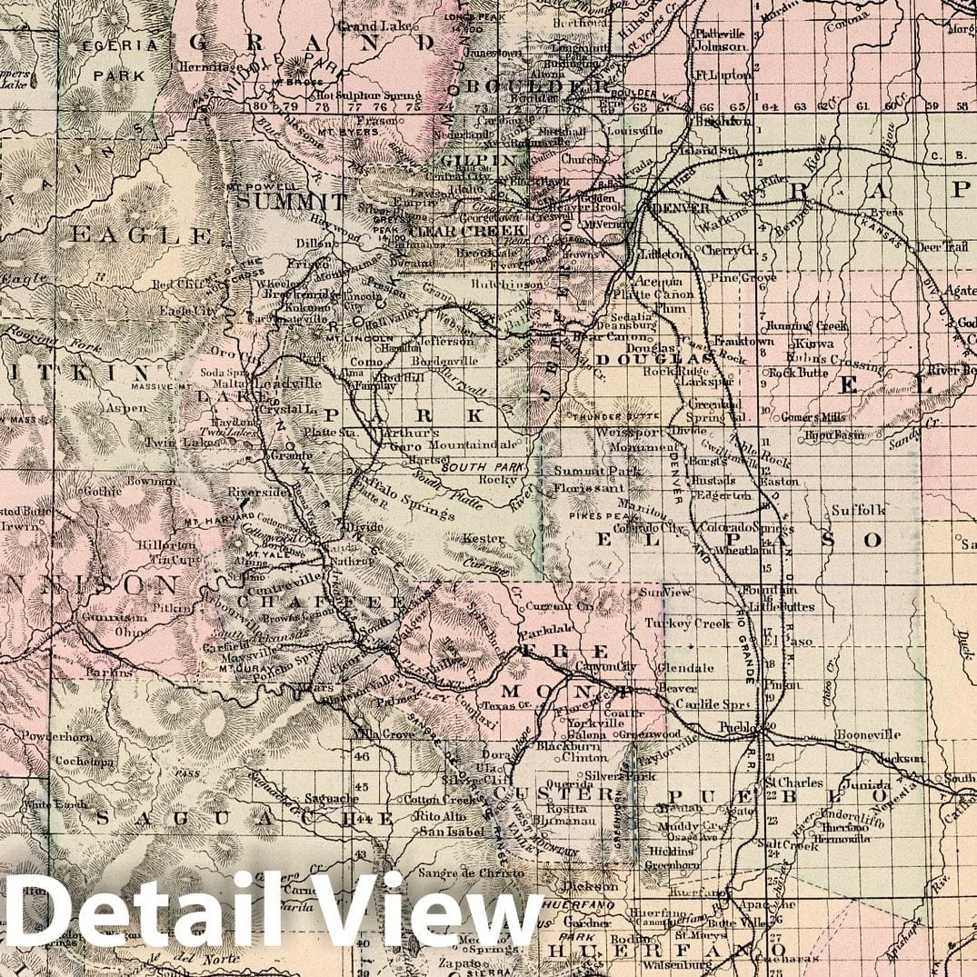 Historic Map : National Atlas - 1884 Colorado. - Vintage Wall Art ...