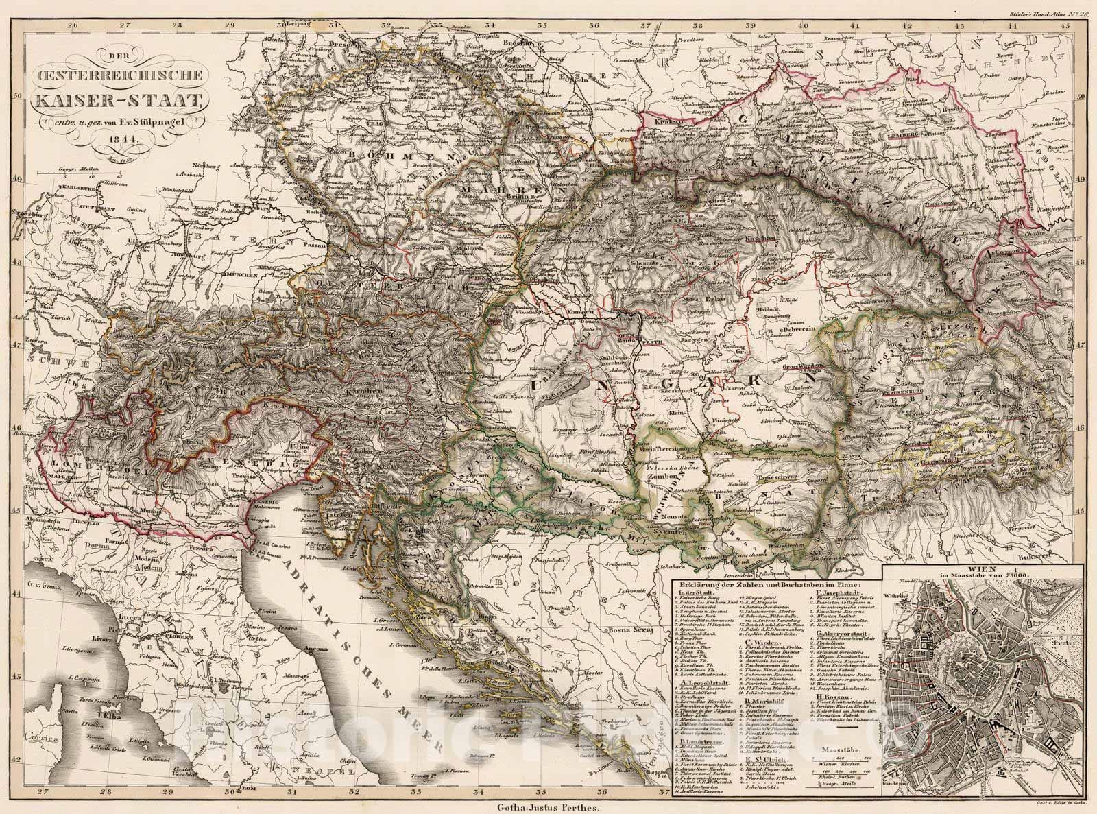 Historic Map : Austria, 1852 Der Oesterreichische Kaiser-Staat. (Austr ...