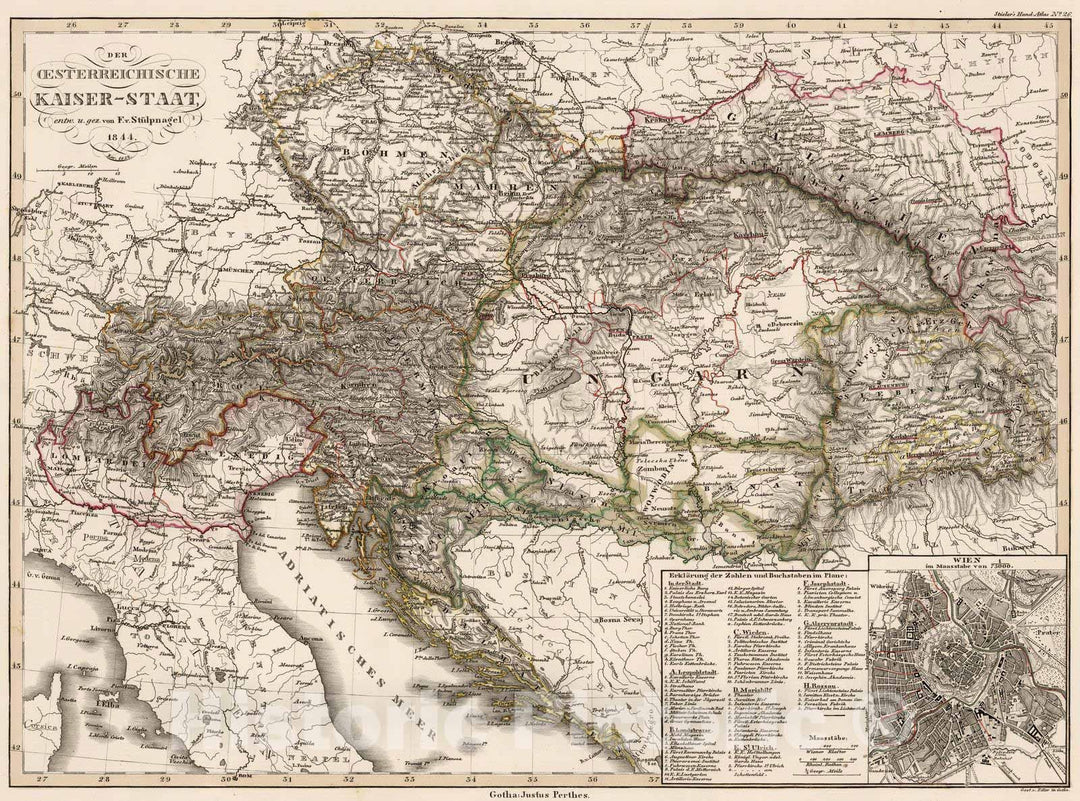 Historic Map : Austria, 1852 Der Oesterreichische Kaiser-Staat. (Austr ...