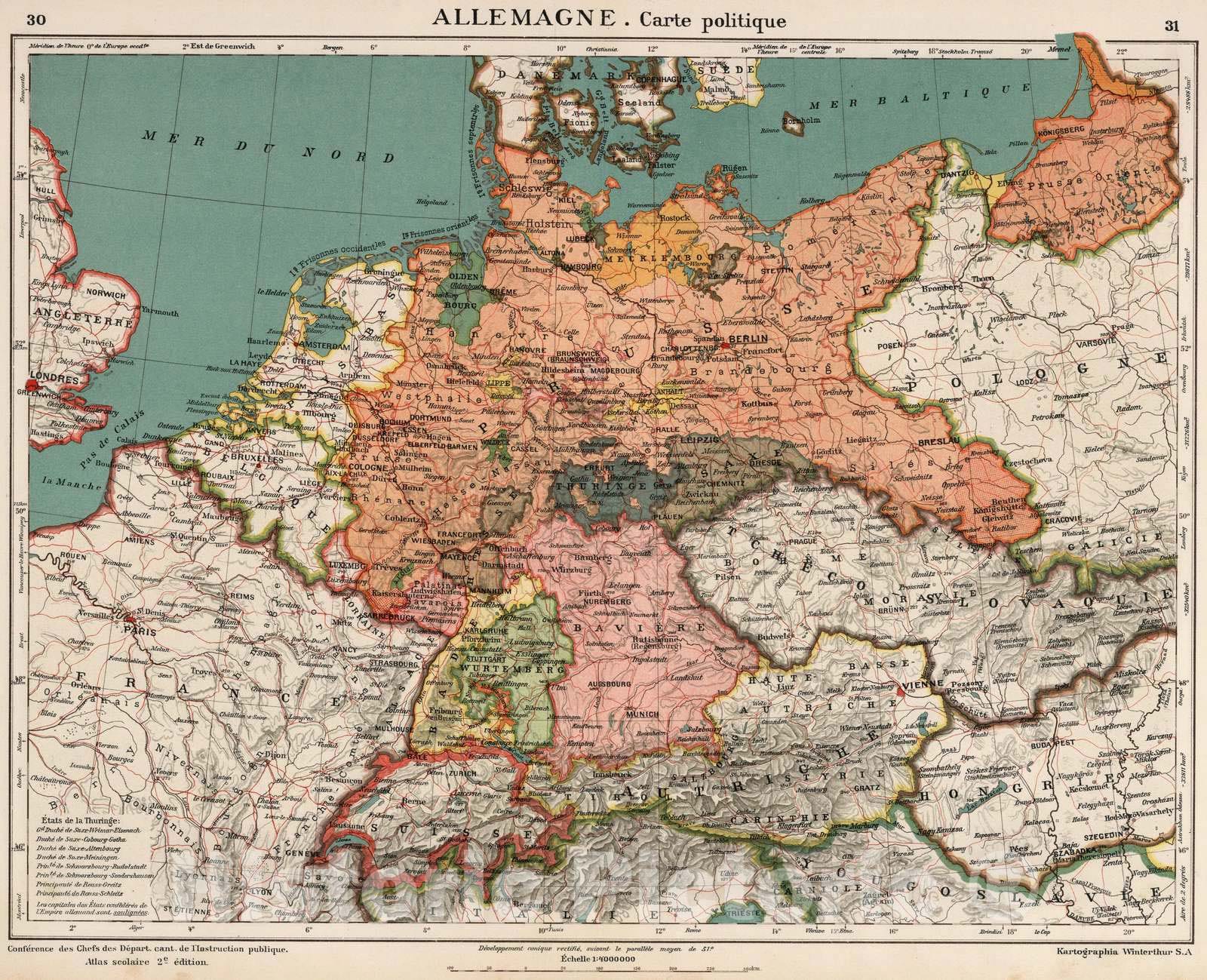 Historic Map : Germany, 1921 Allemagne. Carte Politique , Vintage Wall ...