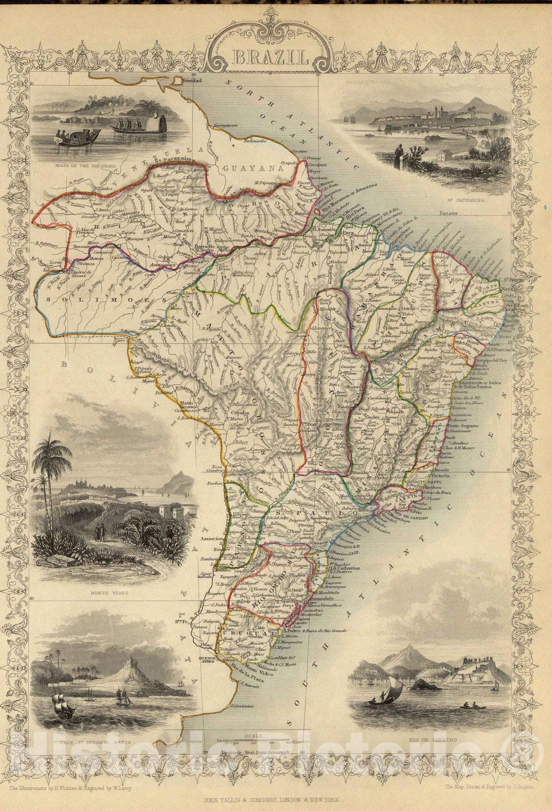 Historic Map : 1851 Brazil. - Vintage Wall Art – Historic Pictoric