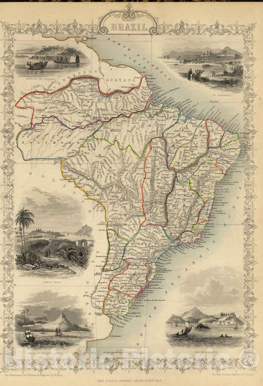 Historic Map : 1851 Brazil. - Vintage Wall Art – Historic Pictoric