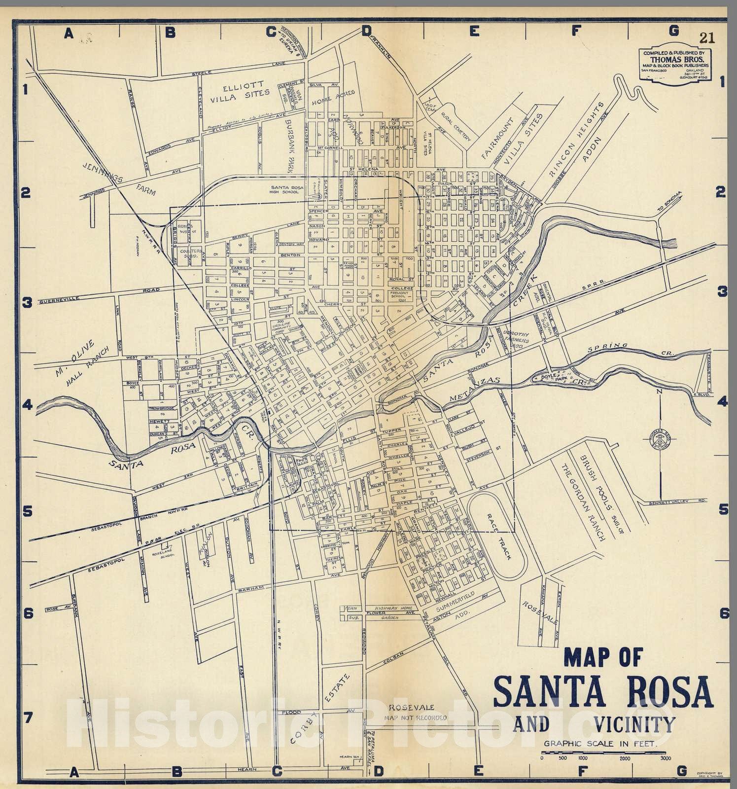 Historic Map : 1938 Map of Santa Rosa and Vicinity, California. - Vint ...