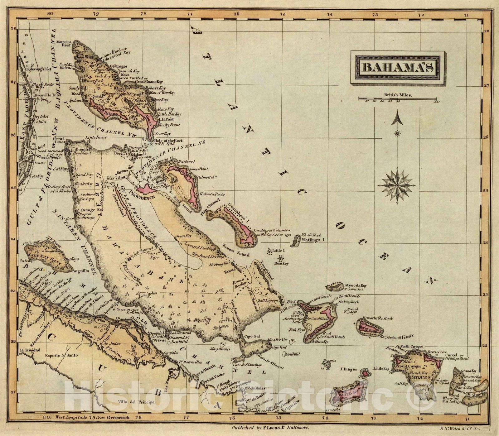 Historic Map - 1823 Bahamas, Atlas - Vintage Wall Art – Historic Pictoric