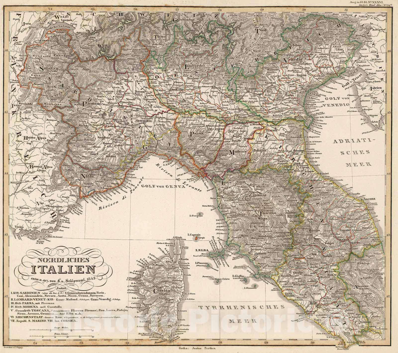 Map Of Italy 1850