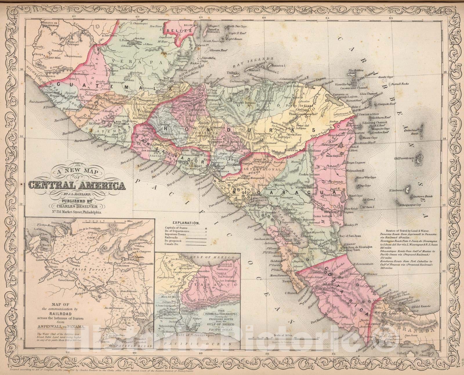Historic Wall Map : 1857 A New Map of Central America - Vintage Wall A ...