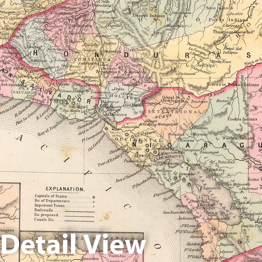 Historic Wall Map : 1857 A New Map of Central America - Vintage Wall A ...