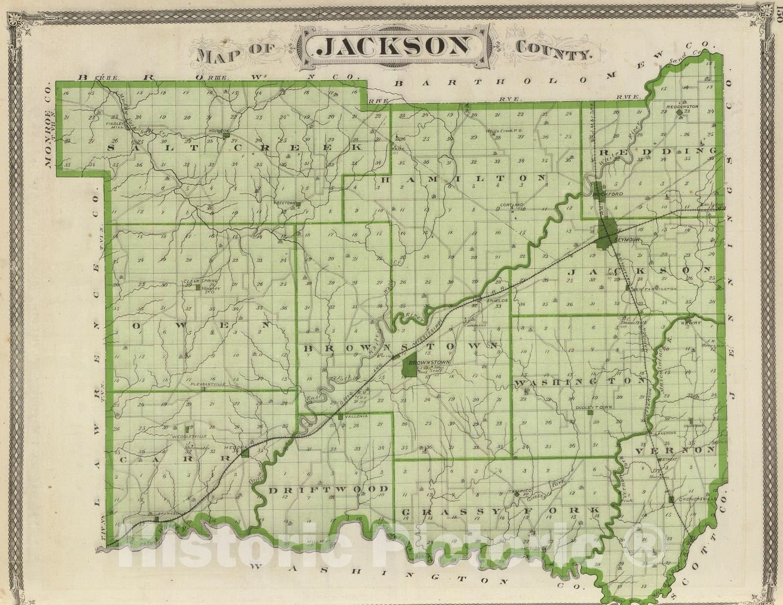 Historic Wall Map : 1876 Map of Jackson County. - Vintage Wall Art ...